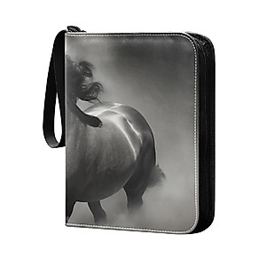PYBUG Horse Trading Card Binder with Nylon Strap 4-Pocket Waterproof PU Leather Card Collection Binder for 400 Cards Sturdy Card Holder Folders for Game Cards,Sports Cards
