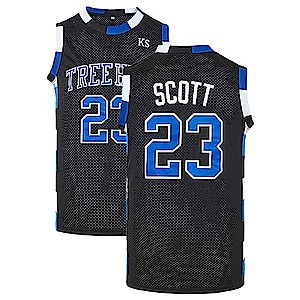 TUEIKGU 23 Nathan Scott Basketball Jersey for Men 90s Hip Hop Clothing for Party (Black23, X-Large)