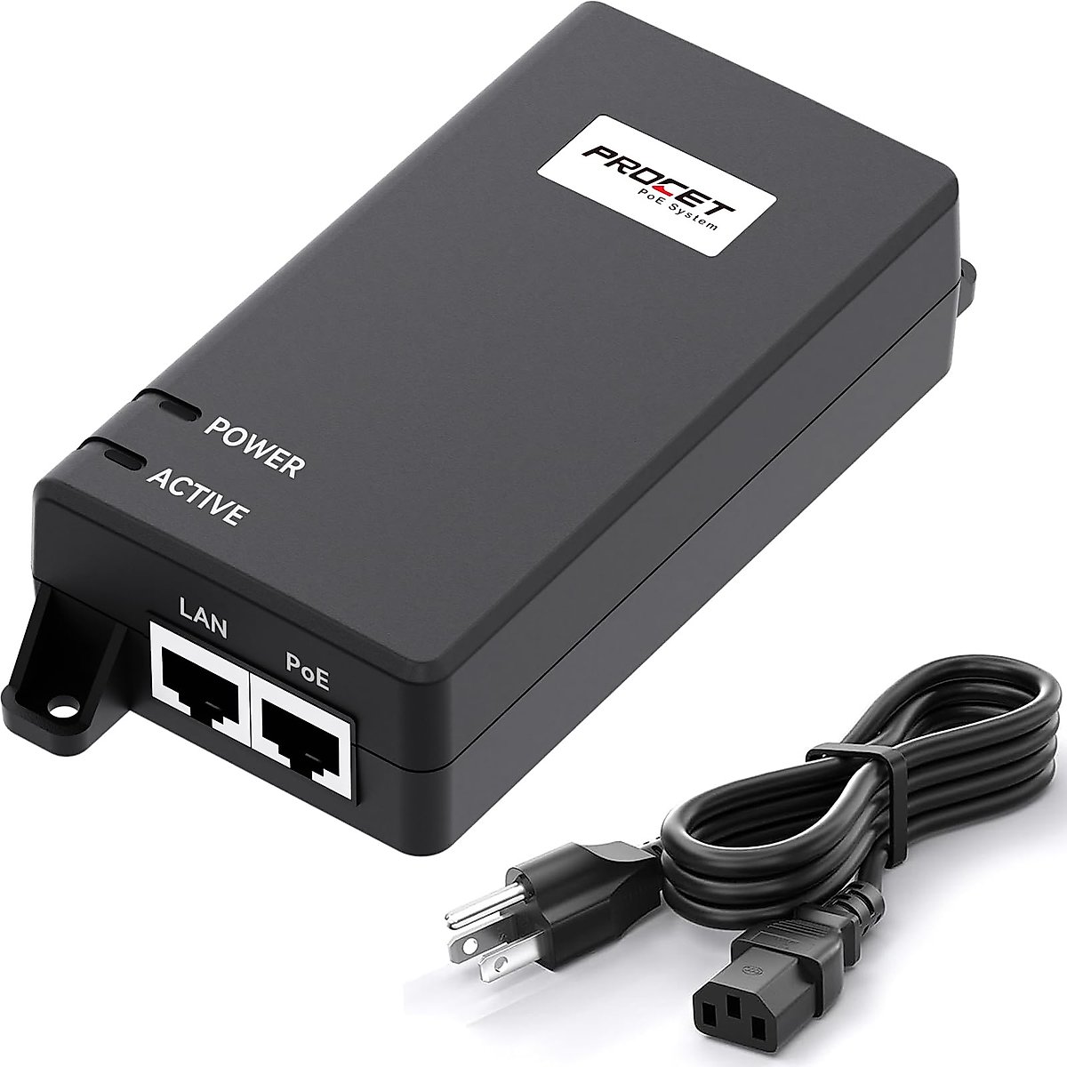 PROCET 10 Gigabit PoE Injector 60W PoE++ Power Injector IEEE802.3at/af Compliant for Wireless AP, WiFi 6, PTZ Camera, PoS, Kiosks, PT-PSE104GB-60-10