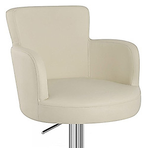 Zuri Furniture Cream Chateau Adjustable Height Swivel Bar Stool with Chrome Base