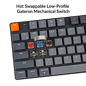 Keychron K1 SE, 87 Keys Ultra-Slim Wireless Bluetooth/USB Wired Mechanical Keyboard with White LED Backlit, Hot Swappable Low-Profile Gateron Mechanical Red Switch Compatible with Mac Windows