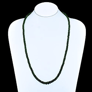 A&M Natural Chrome Diopside Plain Rondelle 925 Sterling Silver Necklace, Handmade Chrome Diopside Beaded Necklace, Healing Chrome Diopside Beads Necklace Jewelry, Chrome Diopside Necklace
