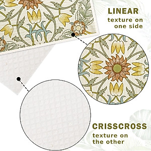 AnyDesign 8 Packs Vintage Floral Swedish Dishcloths Blue Green Flower Kitchen Dish Towel Reusable Washable Cotton Kitchen Towels for Home Party Cleaning Housewarming, 7 x 8 Inch