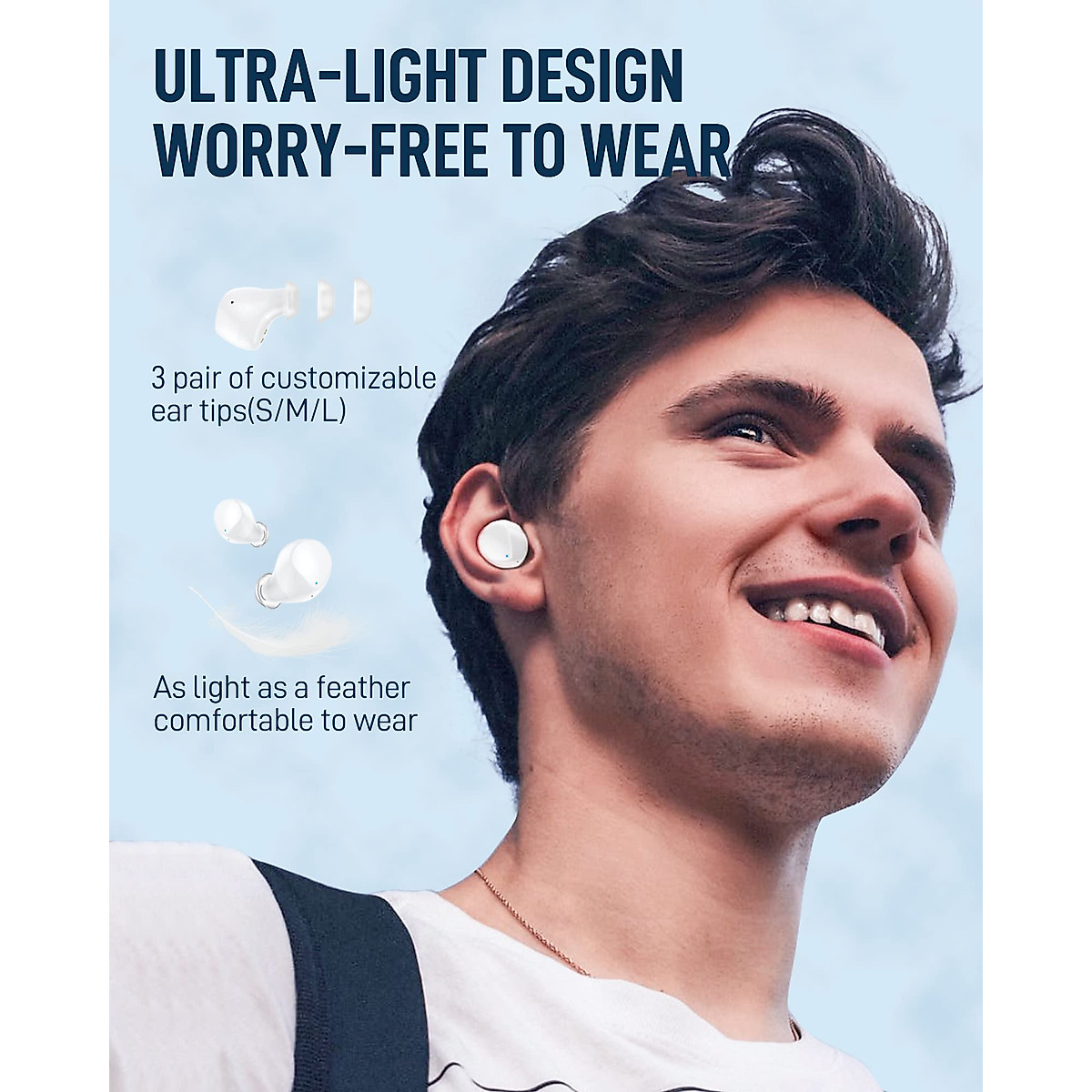 PISEN Wireless Earbuds, Bluetooth Earbuds Waterproof Noise Cancelling Earbuds Wireless Bluetooth in Ear with Mics Premium Sound for Sport, Work, Home Office