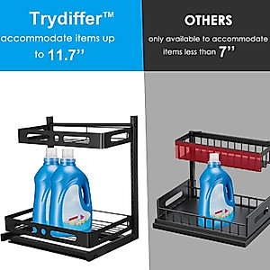 Under Sink Organizer, Height Adjustable Pull-out Cabinet Organizer, 2-Tier Slide Out Sliding Shelf Under Cabinet Storage for Kitchen and Bathroom