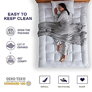 BDEUS Dual Layer 4 Inch Memory Foam Mattress Topper Queen Size, 2 Inch Gel Memory Foam Plus 2 Inch Down Alternative Quilted Pillow Top Cover