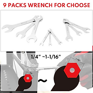 BILITOOLS Super Thin Open End Wrench Set, 9 Piece SAE 1/4 to 1-1/16 inch, CR-V Steel, HRC 40-45