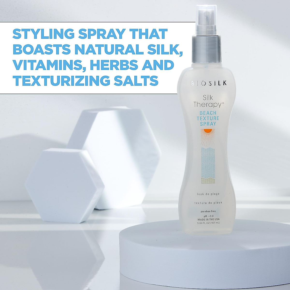 BioSilk Beach Texture, Styling Salt Spray for Natural Waves & Texture, Sulfate, Paraben, & Cruelty-Free, 5.64 oz