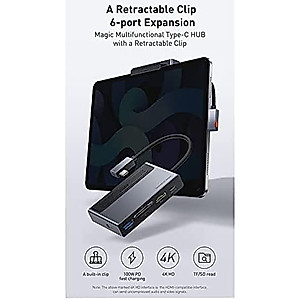 Sxdthy USB Hub, Ultra-Slim Data USB Hub, USB Type C HUB to 4K HD TF SD Card Reader Retractable Clip USB C 3.0 Adapter Dock Station Splitter