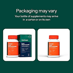 ROMAN Daily Multivitamin for Men | Supports Physical Activity, Brain + Heart Health, and Immune System with 23 Key Nutrients Including Calcium, Magnesium, and Zinc | 30-Day Supply (60 Tablets)