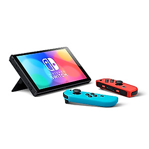 2022 Latest Model Switch OLED Display with Neon Blue Controllers and Dock - 7" 1280 x 720 OLED Touchscreen Display, 64GB Internal Storage,Bluetooth 4.1, 802.11AC WiFi, Ethernet, Type-C Port