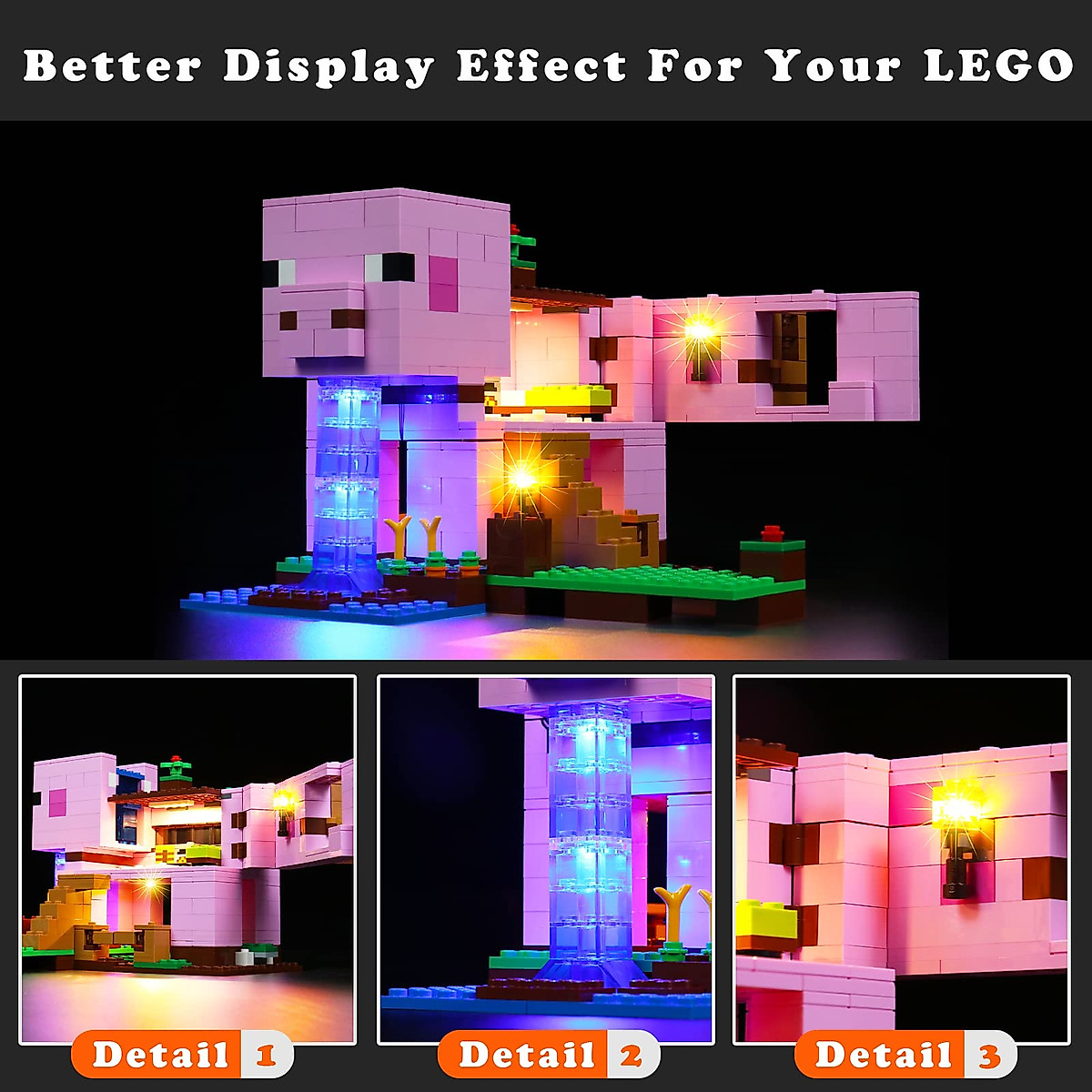 Xunsan LED Light Kit for Lego Minecraft The Pig House 21170 Building Blocks, Lighting Kit Designed for Lego 21170 Set, Standard Version - NOT Included Lego Model