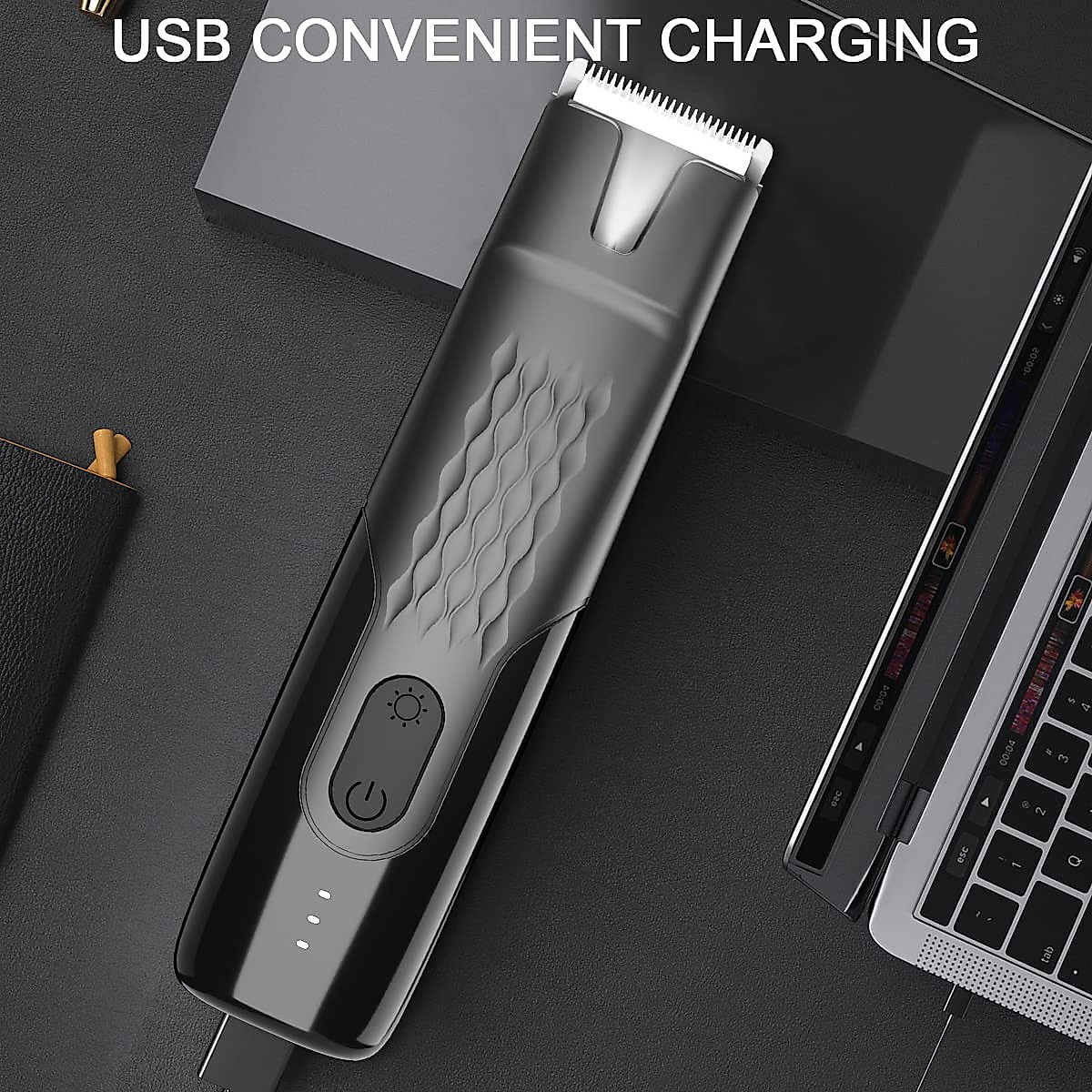 Groin Hair Trimmer for Men,Electric Ball Trimmer/Shaver with Led Light,Replaceable Ceramic Blade Heads,PX7 Waterproof Grooming Kit,1.5Hours Runtime