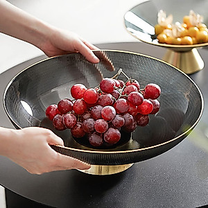 PartyKindom Tall Glass Fruit Tray Coffee Table Desktop Storage Bowl Household Food Container for Home/Wall/Room Decor