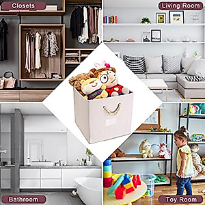 Fabric cube storage bin storage box set 13x13x13 inch with handle for home&office organization
