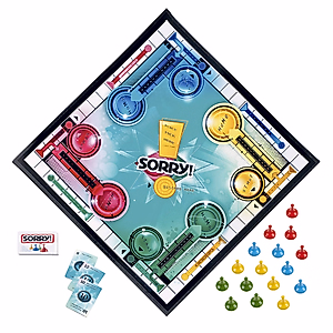 Sorry! Board Game for Kids Ages 6 and Up; Classic Hasbro Board Game; Each Player Gets 4 Pawns (Pawn Colors May Vary) – Amazon Exclusive