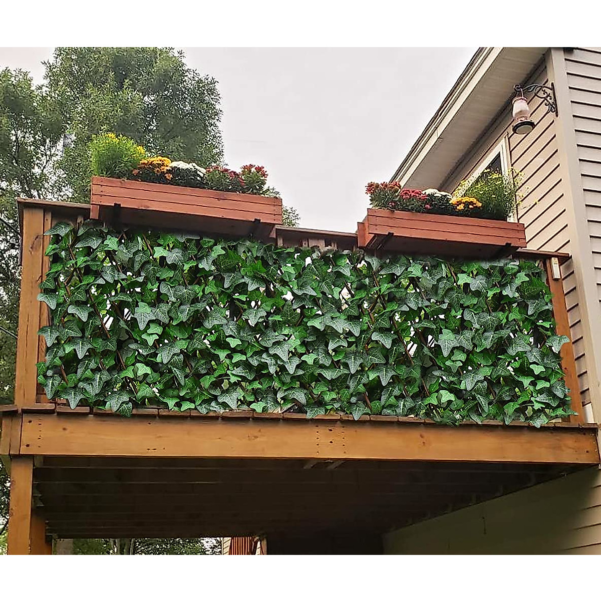GLANT Expandable Fence Privacy Screen for Balcony Patio Outdoor,Decorative Faux Ivy Fencing Panel,Artificial Hedges (Single Sided Leaves) (1, Green-Ivy)