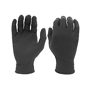 SHOWA 6112PF Biodegradable Nitrile Powder-Free Disposable Safety Glove, Food Safe, 4 mil Thick, 9.5" Length, X-Large (1 Box of 100 Gloves), Black