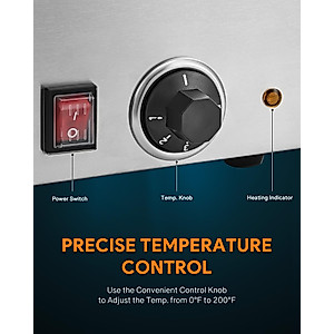 WILPREP Commercial Food Warmer, 12 x 20 in Full Size Electric Countertop Food Warmer with 1200W Power, Stainless Steel Bain Marie Buffer Server with Faucet for Parties Buffets Restaurants