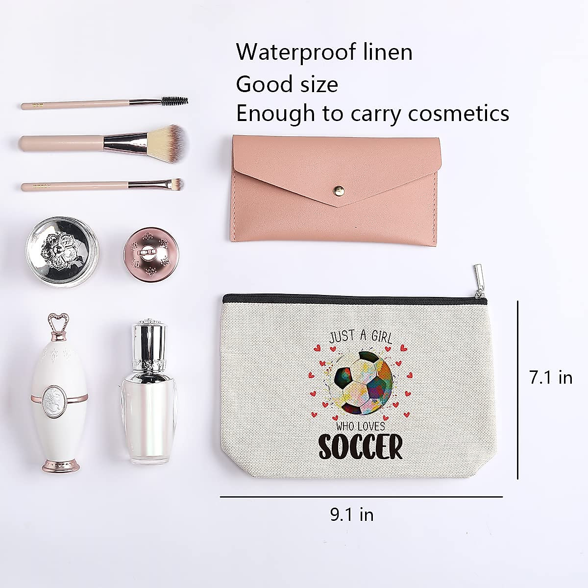 kdxpbpz Soccer Gifts Soccer Cosmetic Bag, Soccer Coach Gifts, Soccer Team Gifts for Lovers Players Fans Birthday Gifts for Women Friend Sister BFF Bestie Her