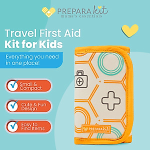 PreparaKit Travel First Aid Kit for Kids - Mini Car, Purse, Backpack, or Diaper Bag 75 Piece Medicine Includes All Essential Medical Supplies TSA-Approved (Orange Crush)
