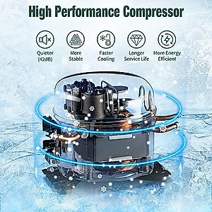 JINJUNYE Beverage Refrigerator and Cooler, 115 Can Beverage Fridge, Cools to 21°F, Mini Fridge Freestanding Beverage for Beverage, Beer Wine, Juice, for Bedroom Bar Office 3 Cu.ft