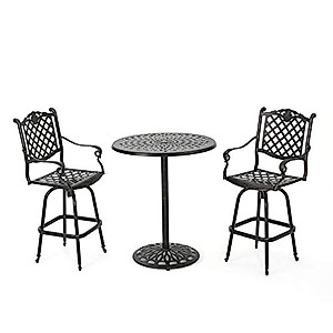 Christopher Knight Home Arlana Outdoor Cast Aluminum Bar Set, 3-Pcs Set, Shiny Copper Finish