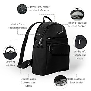 Baggallini womens Securtex® Anti-theft Vacation Backpack, Black, One Size US