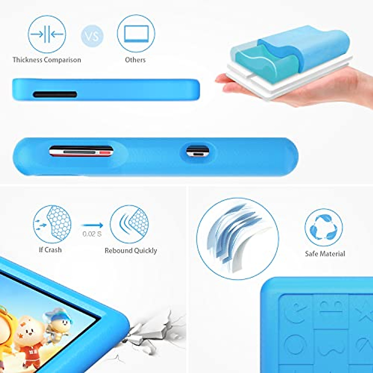 okaysea Kids Tablets 10" Android 12 Dual Camera 2GB RAM 32 GB ROM WiFi Parental Control Tablet (Blue)