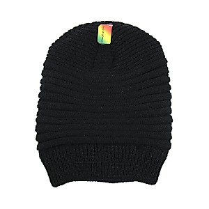 Rasta Long Slinky Beanie Hats Black