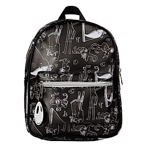 Disney Nightmare Before Christmas Allover Print Double Strap Should Bag, Mini Backpack with Molded Jack Dangle, 10.5 Inches, Adjustable Straps, Faux Leather