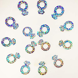 Wedding Decorations Diamond Ring Foil Table Confetti for Engagement Vanlentines Day Bachelorette Bridal Shower Party Favors (Iridescent Silver,1.5 oz/Bag,700-800 Piece/Bag)