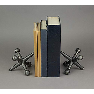 Retro Matte Grey Cast Iron Giant Jack Decorative Bookends - Table Sculptures - Door Stops 3.75 Inches Long