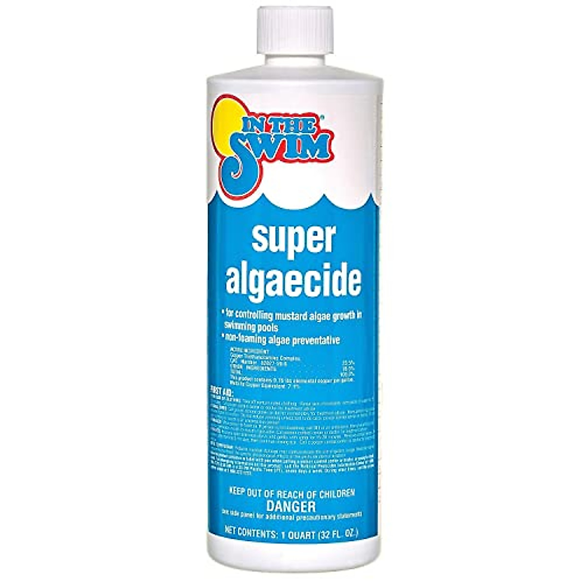 In The Swim Super Pool Algaecide – Low Odor Non-Foaming Preventative Treatment for Yellow Algae in Above Ground or In-Ground Swimming Pools – 1 Quart
