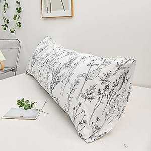 White Flowers Body Pillow Cover 20x54 inches Black Sketch Flowers Printed Country Style Decor Botanical Body Pillow Case Cover with Pocket Closure(Body,Black Flower)