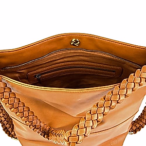 Humble Hilo Braided Vegan Leather Convertible Backpack/Tote Bag. Backpack & Tote Bag in One, Spacious Shoulder Bag. Cute & Functional. (Cognac)