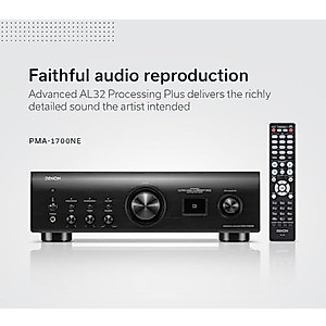 Denon PMA-1700NE Integrated Amplifier (140W x 2), Built-in USB-DAC & Phono Equalizer, Analog Mode, Ultra-High Current Power Circuit, Advanced AL32 Processing Plus, Hi-Res Audio, Black