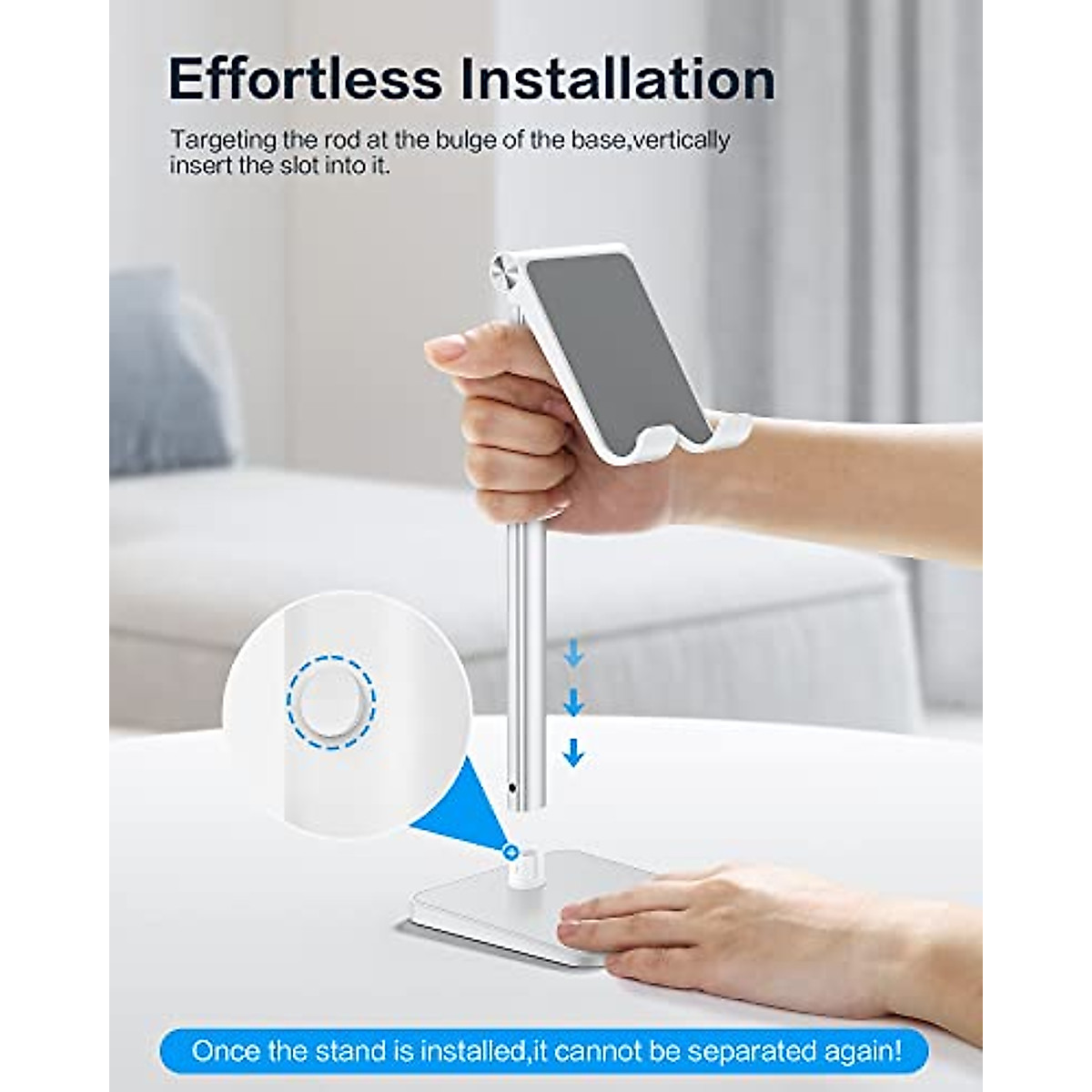 Cell Phone Stand, OMOTON Adjustable Angle Height Desk Phone Dock Holder for iPhone SE 2/11 / 11 Pro/XS Max/XR, Samsung Galaxy S20 / S10 / S9 / S8 and Other Phones (3.5-7.0-Inch),Silver