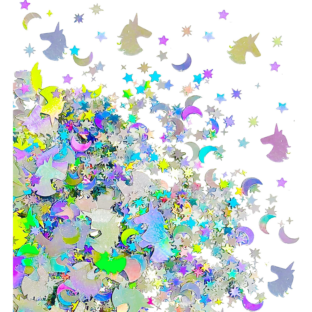 Sparkling Star Foil Confetti,Unicore Moon Star Table Confetti(2.1OZ/60grams),Halloween Glitter Sequins, Iridescent Party Decorations for Halloween Birthday Wedding Festival Party DIY Table Deco