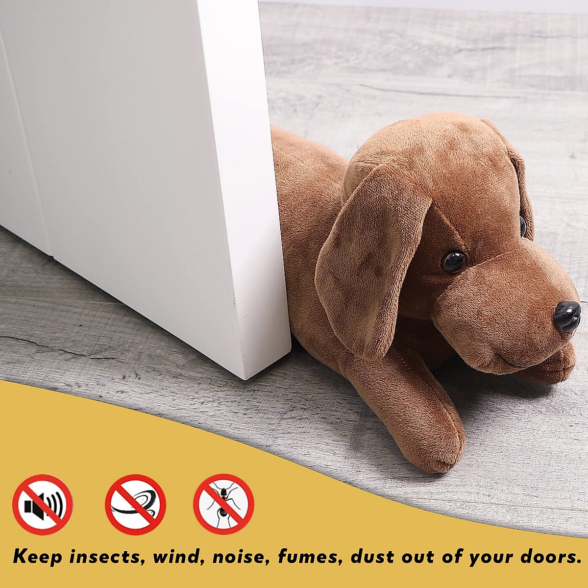 SANFERGE Dog Under Door Draft Stopper Heavy Duty, 3LB 34 Inch Decorative Fabric Door Draft Blocker, Animal Weather Stripping Sound Proof Bottom Seal, Save Energy Stopper Guard, Coffee Shar Pei