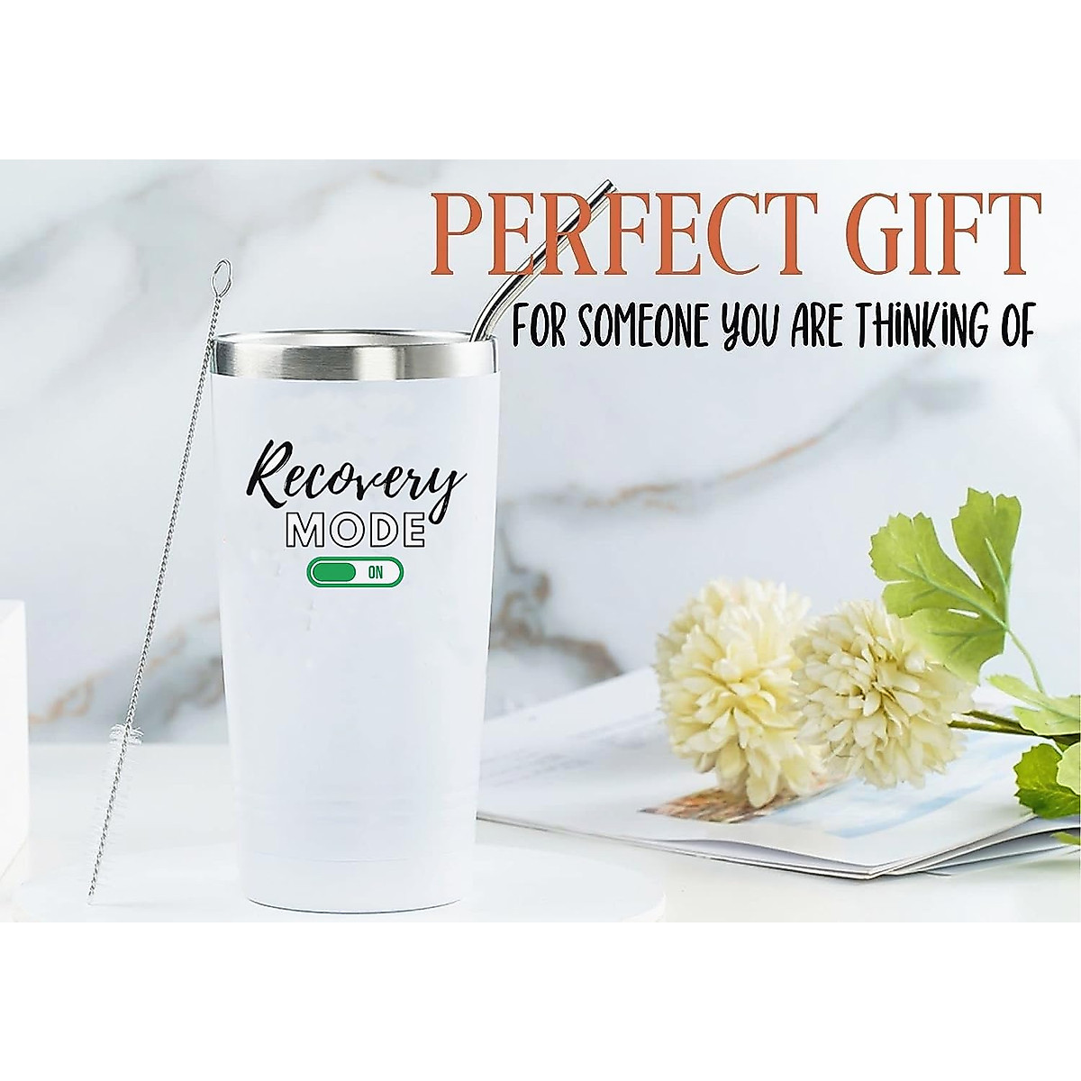 Funny Get Well Soon Gifts for Women, Men, 20oz Hospital Mug, Recovery Mode On, Surgery Recovery Gifts for Chemo Patients, Comes With Funny Recovery Socks For Women and Men, Thinking of You Gift.