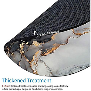 Black White Gold Marble Round Mouse Pad,Beautiful Mouse Mat, Cute Mouse Pad with Design, Non-Slip Rubber Base Mousepad, Waterproof Office Mouse Pad, Small Size 7.9 x 0.12 Inch