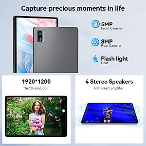 Tablet 10inch: 8 Core Android 12 Tablet, Tablet with SIM Card Slot+4G LTE, 1920x1200 Tabletas 8MP+5MP Camera, 5G+2.4G Dual WiFi, 6000mAh Blutooth5.0 GPS, Google GMS, All Metal Tableta