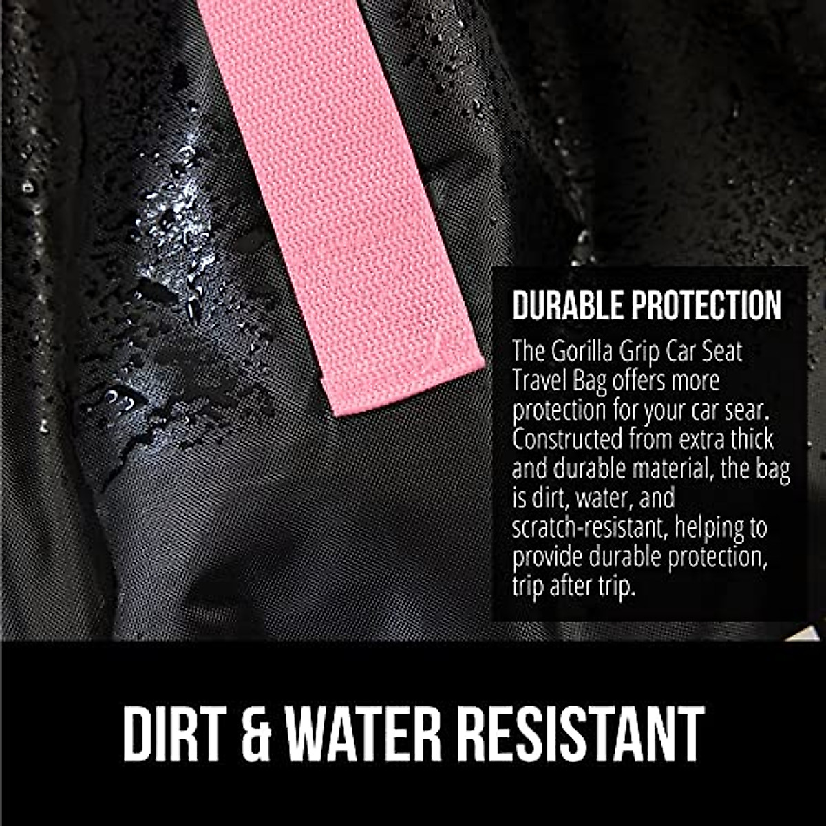 Gorilla Grip Car Seat Travel Bag, Water Dirt and Tear Resistant, Easy Carry Padded Backpack Covers for Airplane, Gate Check Bags Infant Booster Convertible Carseat Air Plane Cover, Pink