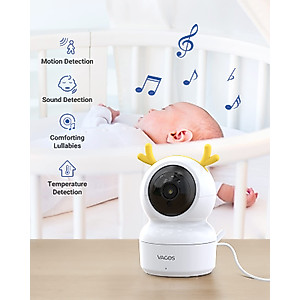 VACOS Video Baby Monitor with Camera and Audio - Baby Camera Monitor No WiFi with 720P 5" HD Display, Temperature & Motion & Sound Alert, Remote Pan Tilt and Zoom, Night Vision, 1000ft Range, VOX