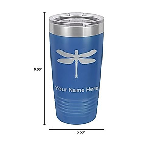 LaserGram 20oz Vacuum Insulated Tumbler Mug, Dragonfly, Personalized Engraving Included (Dark Blue)