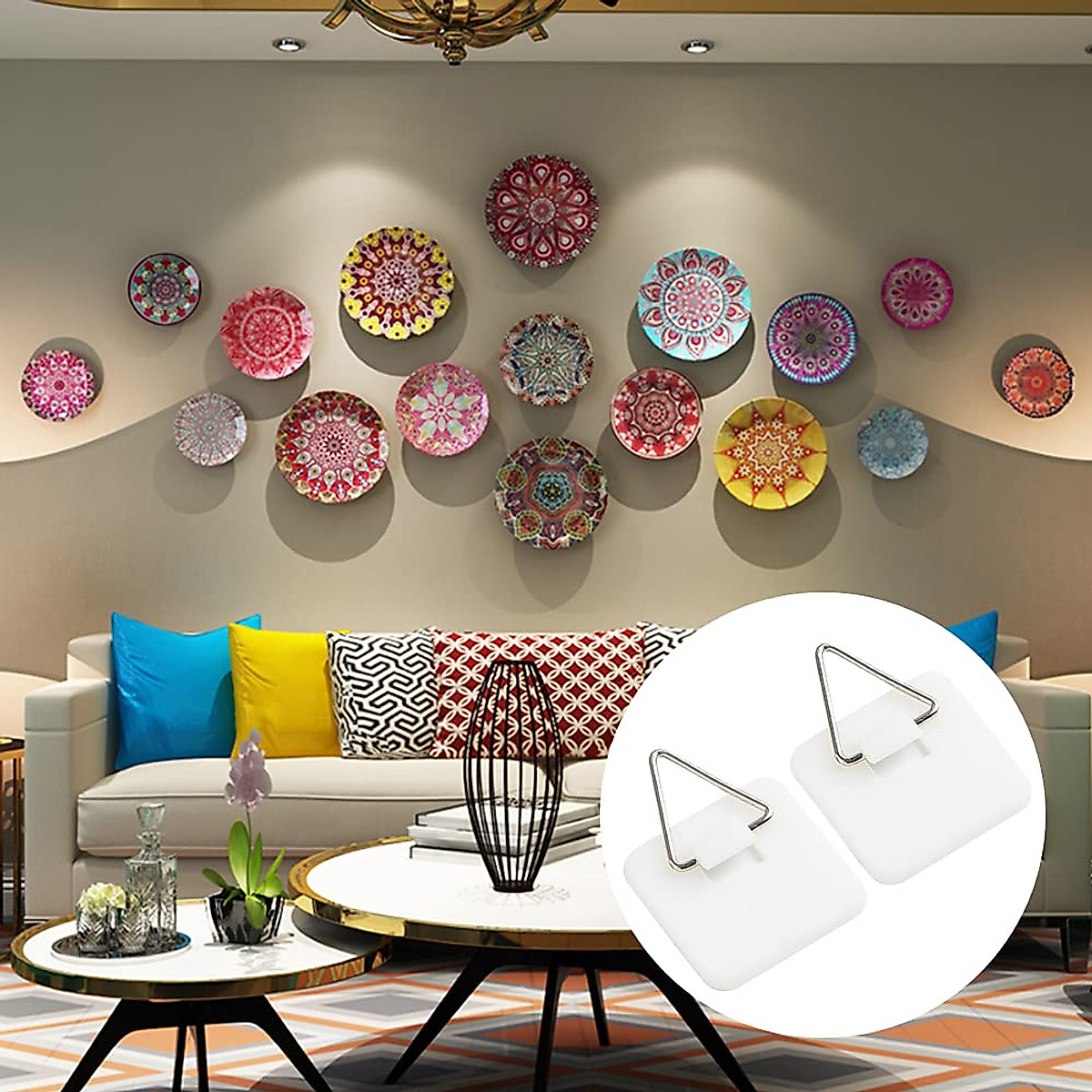 40 Pieces Invisible Adhesive Plate Hanger Vertical Plate Holders for The Wall Hooks Decorative Plates Wall Holders for Display 1.25 Inch