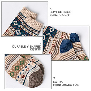 DOOVID Unisex Athletic Socks Women Men Knit Wool Socks Winter Socks Cotton Warm Socks Christmas Gift 5 Pairs Cross