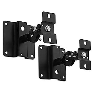 Mount-It! Speaker Mount for Wall and Ceiling, Low Profile Heavy Duty, Anti-Theft, Universal for Channel Surround Sound and Satellite Speakers, Black, 2 Mounts