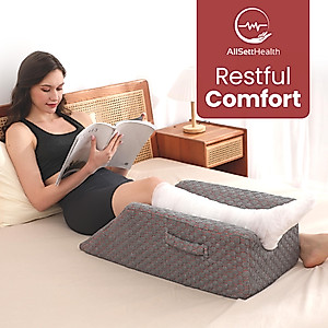 Single Leg Elevation Pillow Post Surgery Leg Pillow | Memory Foam Ankle Knee and Leg Wedge Pillow for Injury After Surgery – Foot, Leg Pain, Hip, Knee Pain, Improve Blood Circulation 29” x 13” x 9.5"